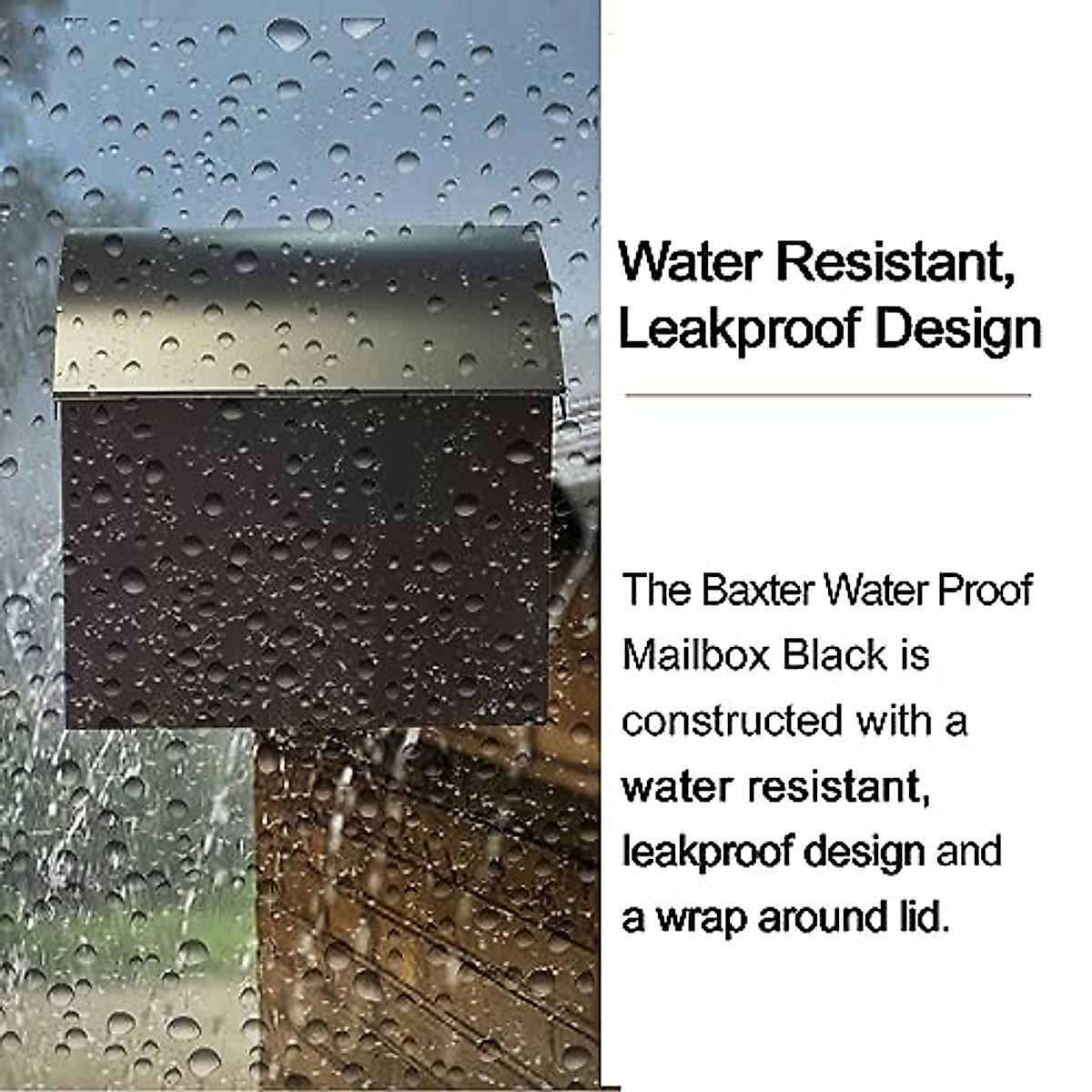 NACH Large Mailbox for House, 12.4”x7.1”x11.8 Black Mailboxes for Outside, Waterproof Mailbox - Baxter-Style Wall Mount Mailboxes for Outside