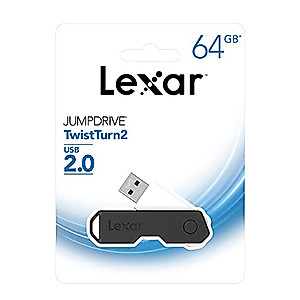 Lexar JumpDrive TwistTurn2 64GB USB 2.0 Flash Drive, Black (LJDTT2-64GABNABK)