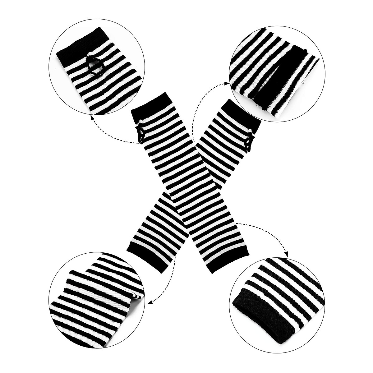 4 Pairs Women Knit Arm Warmers Long Fingerless Gloves Knitted Elbow Length Gloves Thumb Hole Gloves Winter (Black White, Black Grey, Black Blue, Black Coffee)