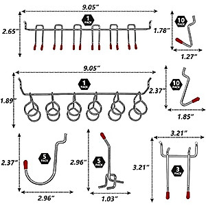 114 pcs Pegboard Hooks Assortment with Metal Hooks Sets, Pegboard Bins, Peg Locks for Organizing Storage System Tools