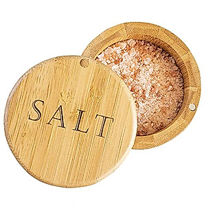 Totally Bamboo Salt Cellar Bamboo Storage Box with Magnetic Swivel Lid, 6 Ounce Capacity, "Salt" Engraved on Lid