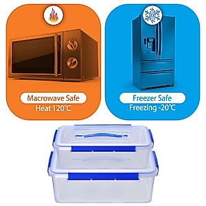 YORY large food storage containers with lid for cookies macarons bread cake flour sugar rice leftovers - freezer safe -extra big- box tub(16L/64cups-2pack)