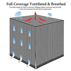 CoastaCloud Air Conditioner Covers for Outside Units, Full Mesh Central Air Conditioner Cover, All Seasons AC Leaf Guard Cover for Outdoor, 31.5" x 31.5" x 35.4" / 80 x 80 x 90cm, Black