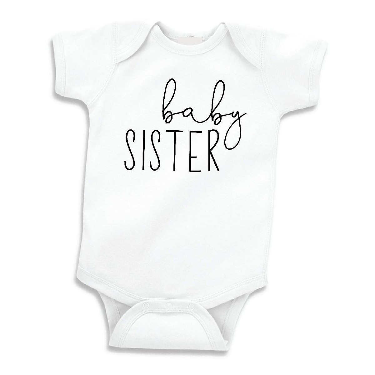 Bump and Beyond Designs Unisex-Baby Little Sister Leotard for Girls Baby Announcement White, 0-3 Months