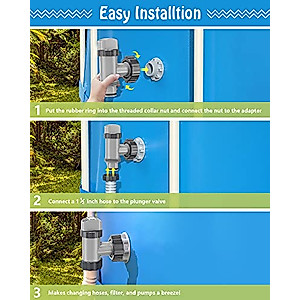 SHAPON Plunger Valve Compatible with Intex Pool Parts and Accessories, On/Off Plunger Valve Replacement for Above Ground Swimming Pool and Pool Filter Pump (1 Pack)