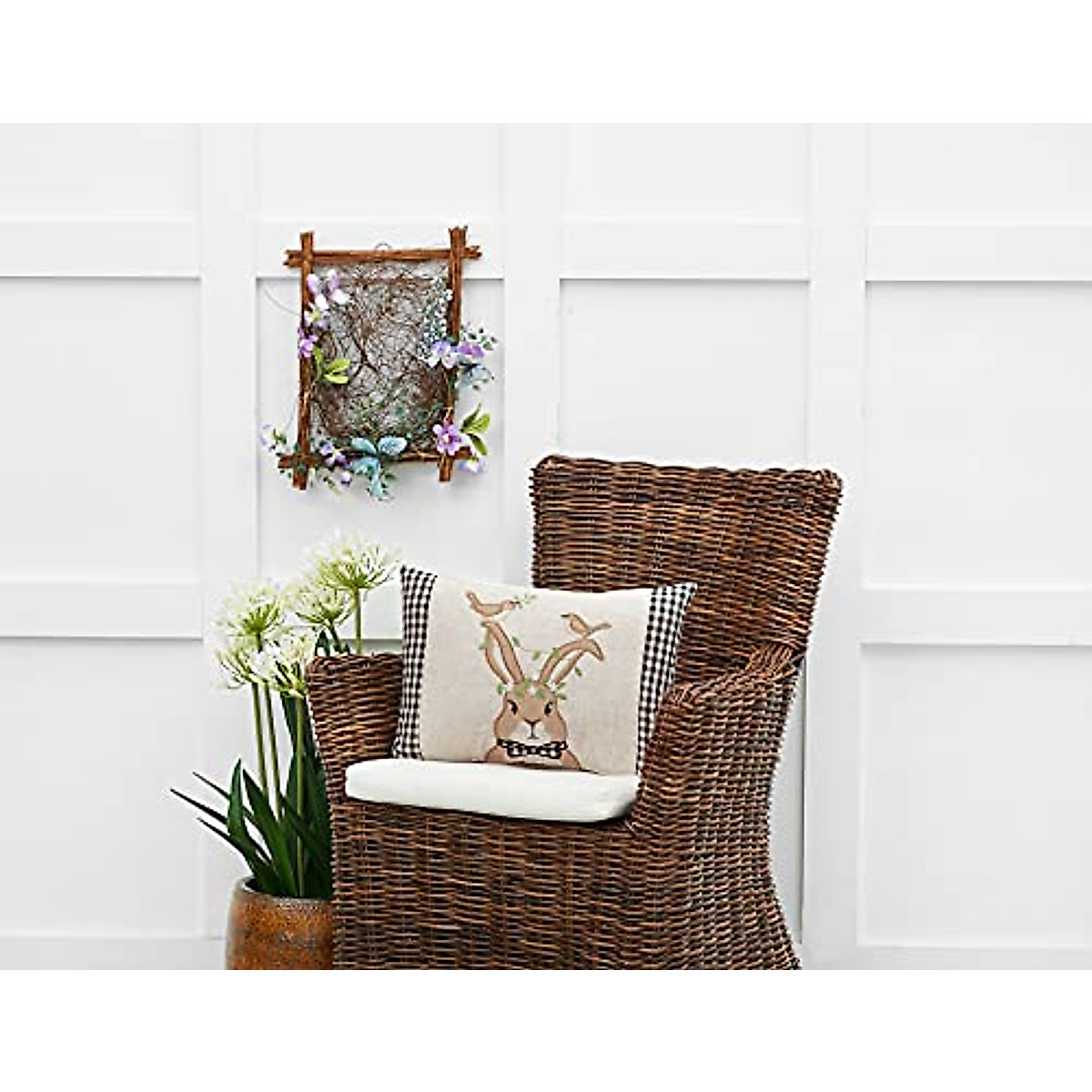 C&F Home Bunny Birds Lumber Pillow Tan 13" X 18" Spring Soft Woven Pillow with Filling for Couch Sofa Bed Chair Cotton 13 x 18 Tan