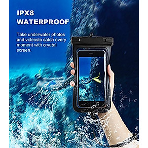 Cloudio Universal Waterproof Case, IPX8 Cell Phone Dry Bag Pouch up to 6.2" for iPhone X/8/8+/7/7+/6/6s/6s Plus, Samsung Galaxy S9/S9+/S8/S8+/ Note 8, LG Moto ZTE HTC Alcatel Google Sony BLU - Black