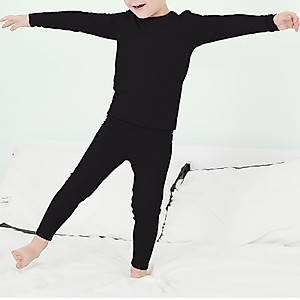 Girls Underwear Kids Thermal Underwears Toddler Winter Base Layer Long Johns Sets for Boys A Black Large (100) /3T-4T