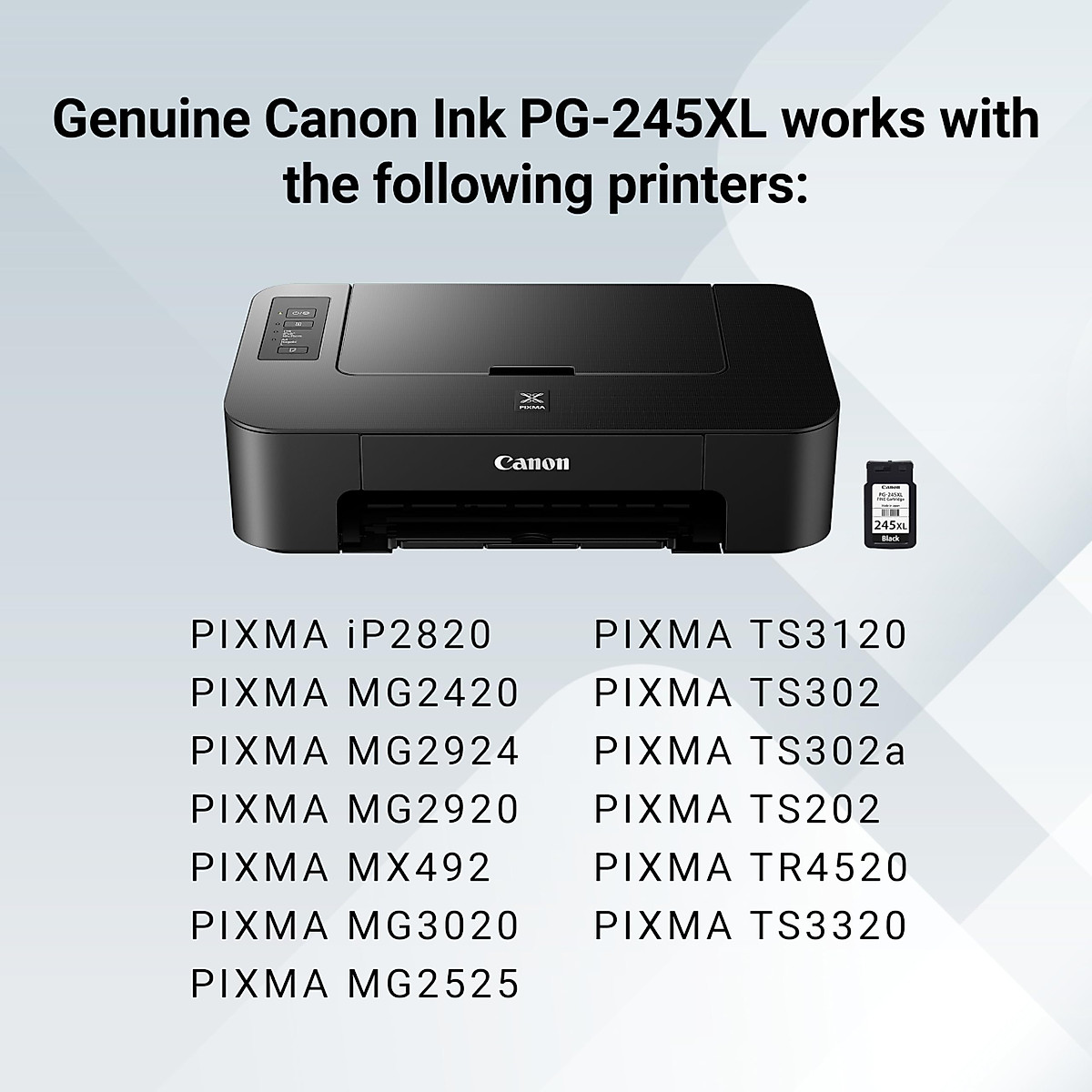Canon PG-245 XL Black printer Ink Cartridge Compatible to iP2820, MG2420, MG2924, MG2920, MX492, MG3020, MG2525, TS3120, TS302, TS202, TR4520