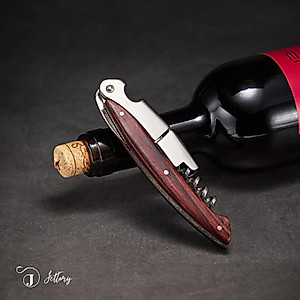 Jettory Wine Opener, Premium Waiters Corkscrew with Foil Cutter, Beer Opener & Dual Hinge for Wine Bottle, Stainless Steel Wine Key for Servers Waiters and Home Use