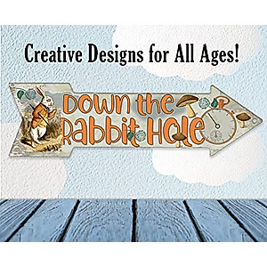 Alice in Wonderland Decor - Down The Rabbit Hole - Directional Arrow Metal Sign - Alice in Wonderland Signs - Home Decor Wall Art Perfect Alice in Wonderland Gifts and Decorations