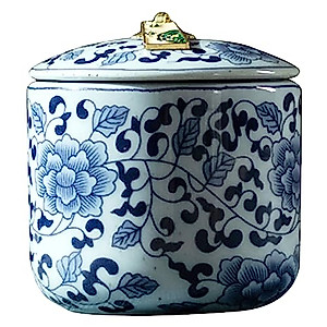 Mikinona Blue and White Porcelain Tea Vintage Tea Set Ceramic Kitchen Canisters Containers for Food Tea Bag Holder Cookie Jars Tea Containers for Loose Tea Ceramics Storage Tank Candy