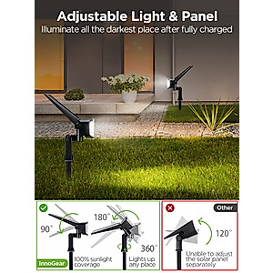 InnoGear Solar Outdoor Lights, 48 LED Spot Lights Outdoor IP67 Waterproof Spotlights for Yard Solar Spotlight 2-in-1 Landscape Spotlights Auto On/Off for Driveway Walkway Patio, Pack of 4 (White)