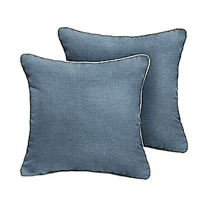 Sorra Home AMZ346221SP Indoor/Outdoor Sunbrella Pillow Set, 18 in W x 18 in D x 6 in H, Denim Blue