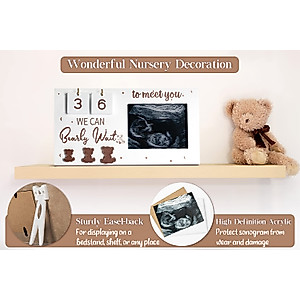Ultrasound Picture Frame We Can Bearly Wait Baby Shower Decorations Teddy Bear Sonogram Picture Frame with Countdown Weeks, Expecting Parents to Be Unique Gifts Pregnancy Gifts for Gender Reveal Party