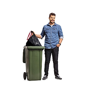 Reli. 39 Gallon Trash Bags Drawstring (100 Count) Large 39 Gallon Heavy Duty Drawstring Trash Bags - Black Garbage Bags 39 Gallon Capacity, Lawn Leaf (39 Gal)