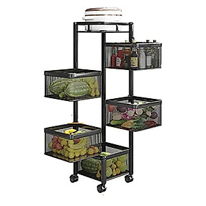 JYDQM Multi-Layer Kitchen Rack Storage Rack Vegetable and Fruit Basket Trolley Multi-Functional Kitchen Storage Rack (Color : D, Size : 80cm*35cm)