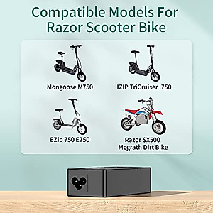 Yenyoh Scooter Dirt Bike Charger for Razor MX500 MX650 SX500 Mcgrath RSF650, Bellezza EcoSmart Metro Scooter Battery Chargers Crazy Cart XL, Dirt Quad 500 ATV DXT Electric Drift Trike