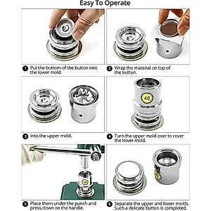 HACSYP Hand Press Punching Machine, Handmade Fabric Covered Button Maker Machine Kit, Cloth Button Cover Making Machine DIY Tools with 3 Molds