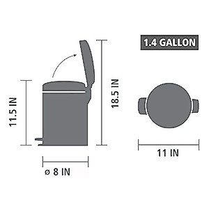 Brabantia New Icon Step On Soft Closing Kitchen Garbage/Trash Can, 1.3 Gal, White