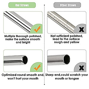 MUTNITT Set of 20 10.5" Reusable Stainless Steel Straws Bent Reusable Straws with 20 Silicone Tips 5 Cleaning Brush 1 Travel Case Eco Friendly Extra Long Metal Straws Drinking for 20 24 30 oz Tumbler