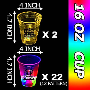 mishunyus 24 Pcs Glow 30th Birthday Decorations,Death to My 20s Party Cups,RIP to My 20s Birthday Decorations for Funny 30th Birthday Party Supplies，RIP Twenties Birthday Cups(16 oz)