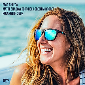 Costa Del Mar Womens Cheeca Square Sunglasses, Matte Shadow Tortoise/Grey Polarized-580P, 57 mm