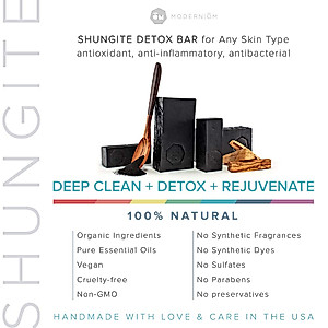 Modern ŌM Shungite Living Water Kit, Recharge Body Wash with Hemp Seed Oil, and Detox Bar Soap with Palo Santo | 100% Natural, Vegan, Non GMO, Not Tested on Animals, Handmade In USA