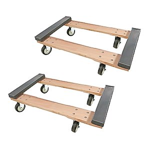 Mytee Products 2 Pack 32"x18" Rubber Caps Moving Dolly with 4" Non-Marking Swivel Caster Wheels 1000 lbs - Chicago Style Heavy Duty 4 Wheel Dolly Cart for Moving Industrial Heavy Loads, Furniture