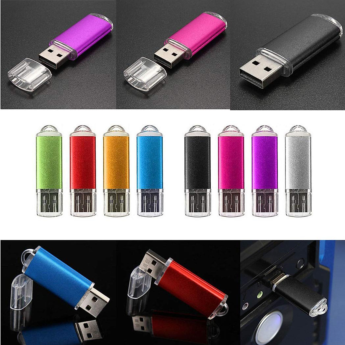 50 Pack - USB Flash Memory Stick Pen Drive Thumb Drive Storage Metal U Disk USB 2.0 LOT (50PCS - 2GB)