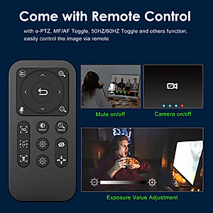 Angetube Webcam, 2K Streaming Webcam with Ring Light, HDR Laptop Camera with Remote, Dual Stereo Microphone and Privacy Cover, Auto Focus 5X Zoom in, Computer Camera for Zoom/Skype/Teams/Webex