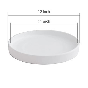 Woiida 12 Inch Large Ceramic Saucer - Ceramic Drainage Tray for Plant Pot (Matte White)