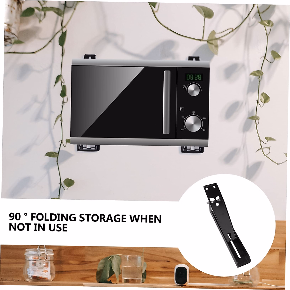 HEMOTON 1pc Microwave Oven Mount Shelf Bracket Wall-mounted Microwave Rack Stainless Steel