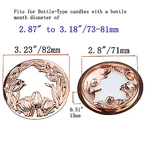 HONJIE Lid Jar Candle Topper,Rose-flowers Metal Candle Toppers to Burn Evenly Home Decor Accessories Candles Shades Sleeves Cover Top Lid
