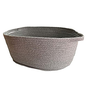 Large Rope Woven Storage Basket with Handles for Clothes,Blankets,Toys Nursery Organizer,Collapsible Storage Bin, Laundry Baskets