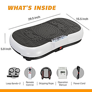 Vibration Plate Exercise Machine with Bluetooth Speaker, 10 Modes Whole Body Shape Vibration Platform Machine with Jump Rope for Weight Loss Fitness, 99 Levels Home Gym Equipment Workout Machine