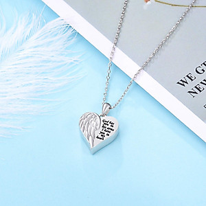 Jinlou Urn Necklace for Ashes Sterling Silver Forever in My Heart Cremation Jewelry for Women (1 Angel Wings urn)