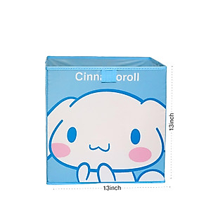 LokDra Big Cartoon Cute Collapsible Storage Bin Kawaii Foldable Baskets Cube Box Organizer Kiity Melody Room Decor Office Desk Room Decoration Gifts (Blue)