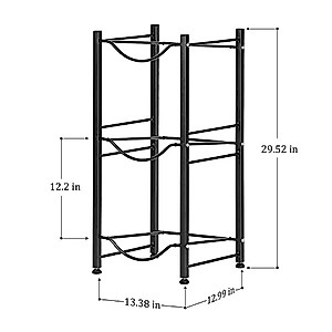 Water Cooler Jug Rack 5 Gallon Water Bottle Holder Storage Shelf 3 Tier Heavy Duty Stackable Water Cabinet Dispenser Organizer for Home Office, Black