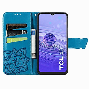 Ranyi for Lively Jitterbug Smart4 Case, Jitterbug Smart 4 Case, Butterfly Pattern Magnetic Wallet Case with Credit Card Holder Kickstand Flip Folio Leather Wallet Case for Jitterbug Smart4 -blue