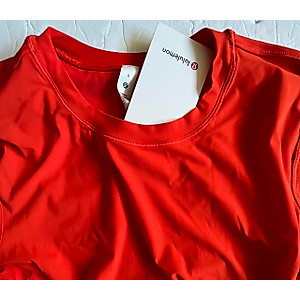 lululemon Womens UV Protection Folds Over Running Long Sleeve Shirt Slim Fit Size 8 Top Orange SLRO