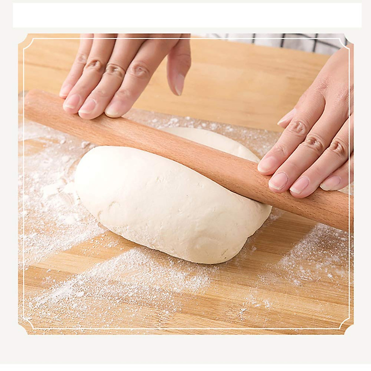 ccHuDE 2 Pcs Solid Wood Rolling Pin Hand Dumpling Rolling Pin Wooden Pizza Roll Pin Dough Roller Baking Tool