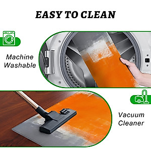 LooPoP Abstract Art Kitchen Mats for Floor Cushioned Anti Fatigue 2 Piece Set Kitchen Runner Rugs Non Skid Washable Orange Grey Gradient Oil Painting 15.7x23.6+15.7x47.2inch