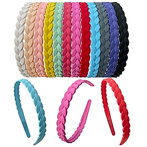 Springtime 12pcs Colorful Headbands for Girls Women Pigtail Hairbands With Teech Plastic Hard Hair Hoops