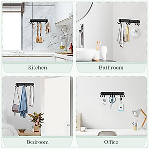 HOMEBROS Key Holder Wall Mount, Black Metal Key Hanger with 3 Double Key Hooks Self Adhesive Key Rack Organizer for Entryway Hallway Doorway Camper 2 Installation Methods