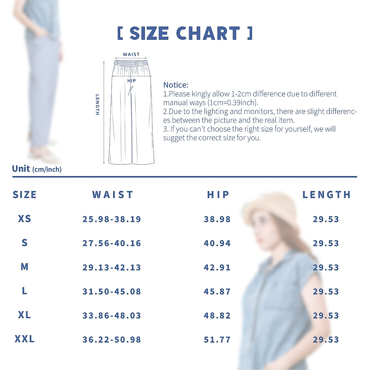 loveimgs Women's Casual Wide Leg Elastic Waist Loose Lightweight Summer Linen Beach Pants Drawstring (Black, XL)