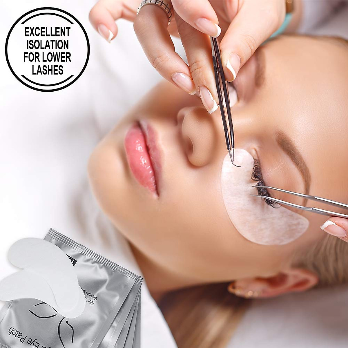 100Pairs Under Eye Eyelash Extension Gel Patches Kit, Lint Free Eye Mask Pads Lash Extension Beauty Tool with Transparent Cosmetic Bag