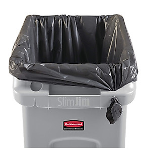 Rubbermaid Commercial Products Slim Jim Under-Counter Trash Can with Venting Channels, 23-Gallon, Gray, Fits Under Desk/Cabinmate/Sink, Pack of 4