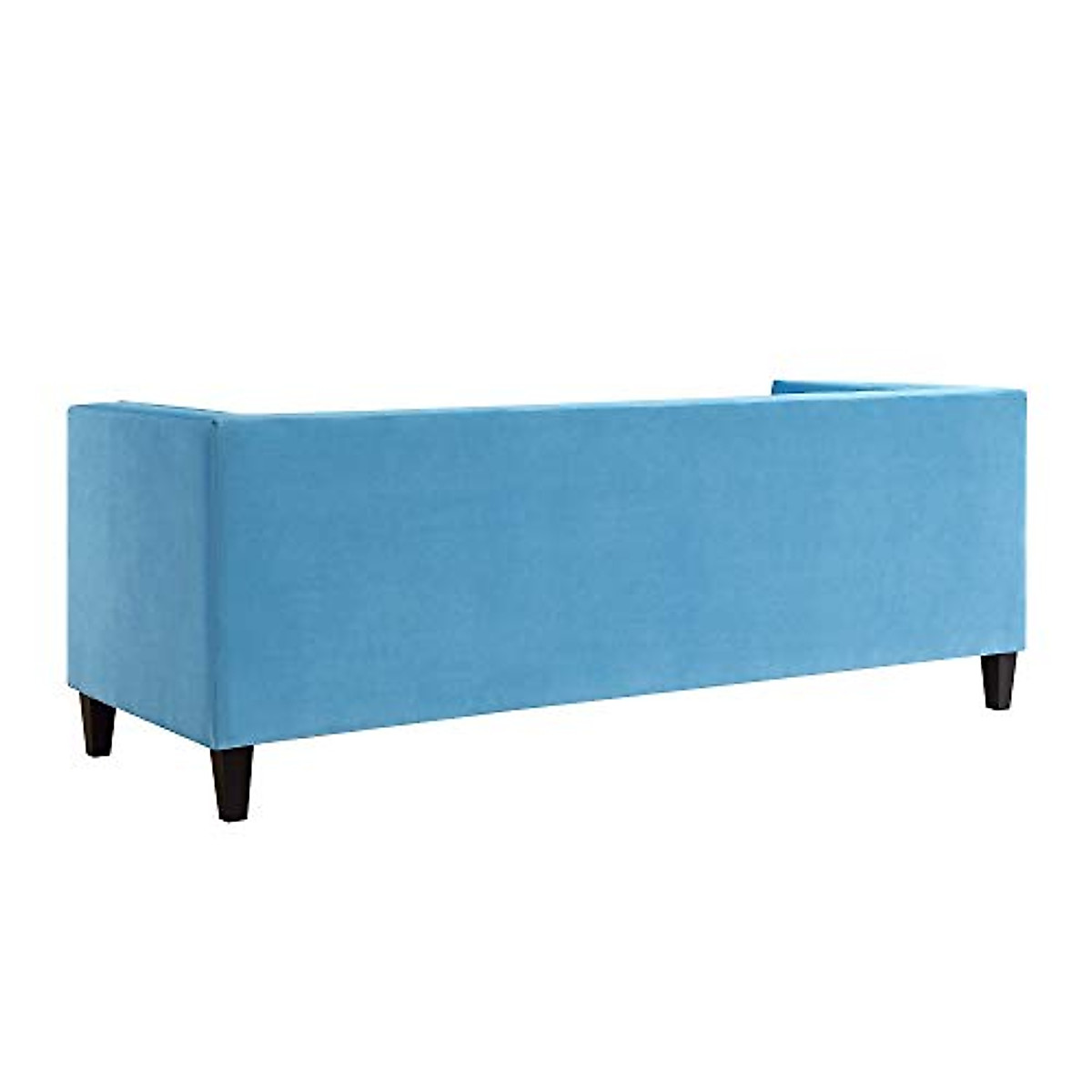 Inspired Home Sky Blue Velvet Sofa - Design: Lotte | Tufted | Square Arms | Tapered Legs | Contemporary
