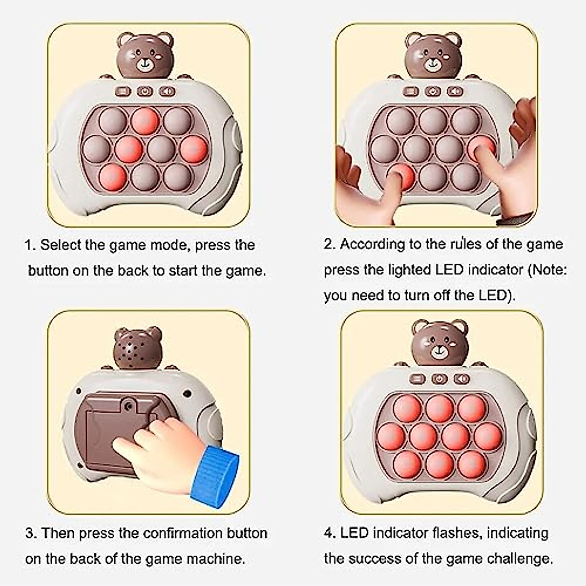 Quick Push Bubble Competitive Game Console Series, Pocket Game Console for Kids, Quick Push Game Toys, Children's Breakout Speed Push Game Machine Decompression Toy for Kids Ages 3-12 Years Old (D)